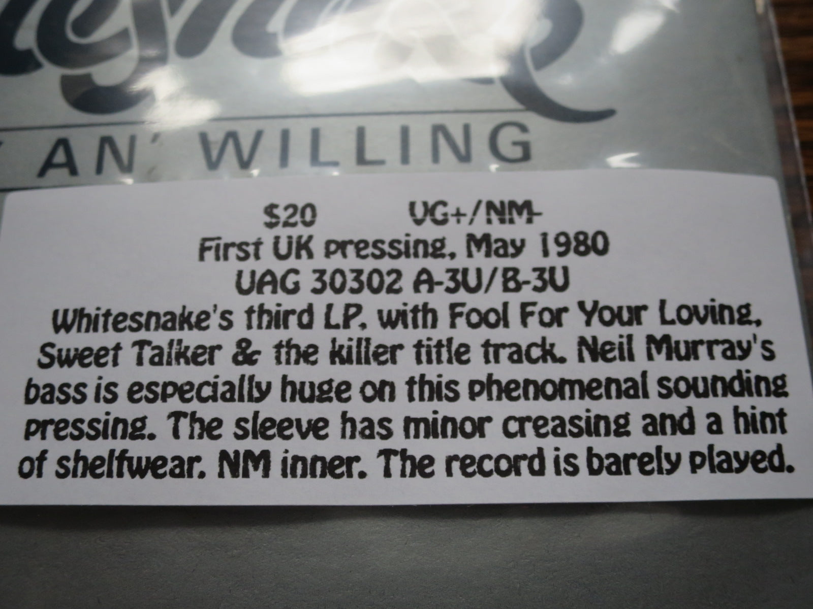 Whitesnake - Ready An' Willing (original) – Luke's Records